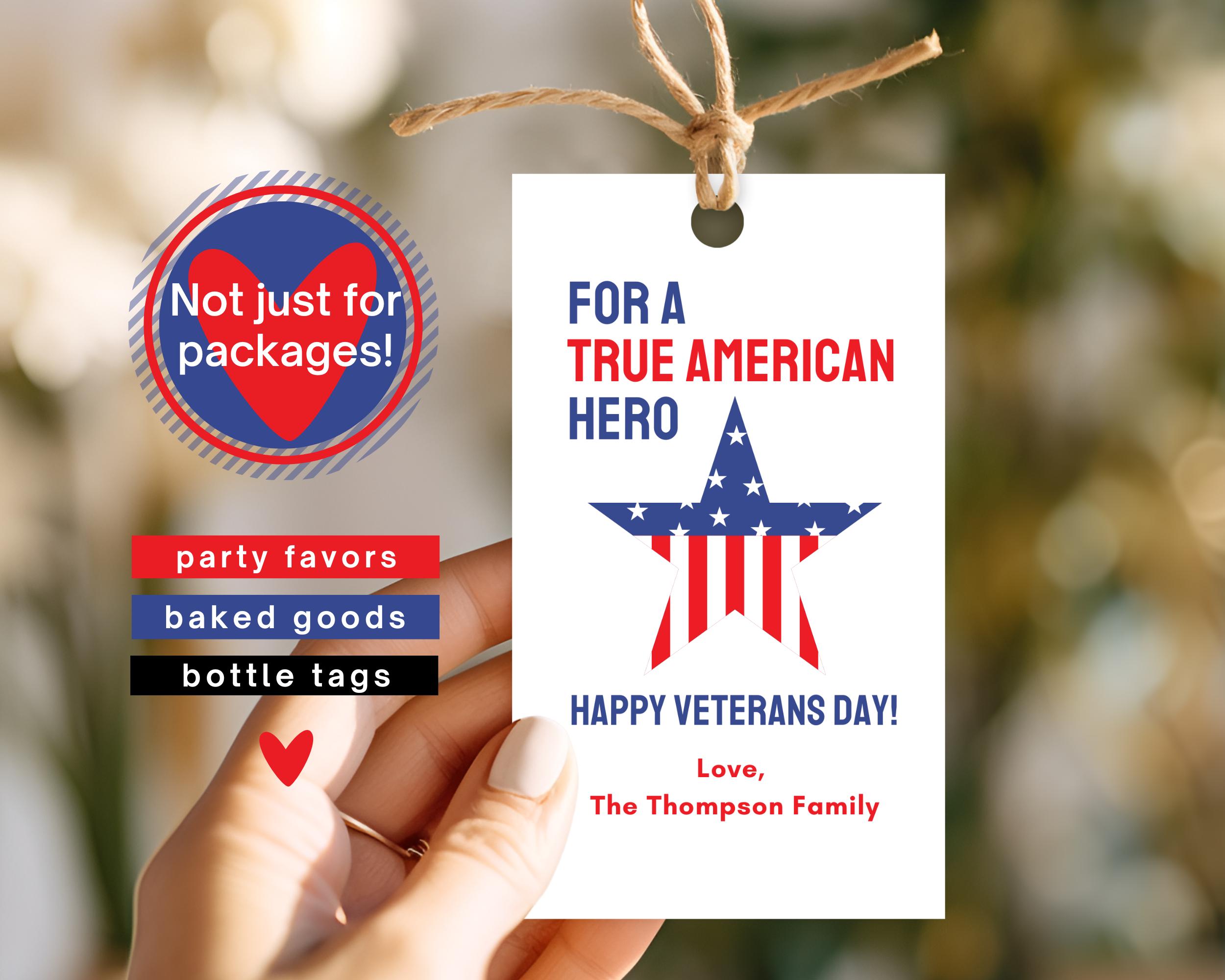 Veterans Day - Printable Gift Tags - Editable - Thank You Gift ...