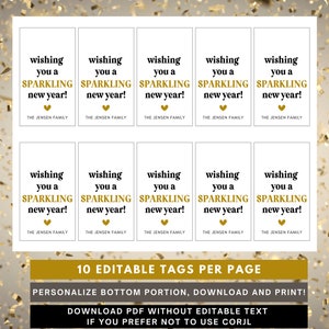 Editable Tags - New Years Eve - Printable Gift Tags - Minimalist ...