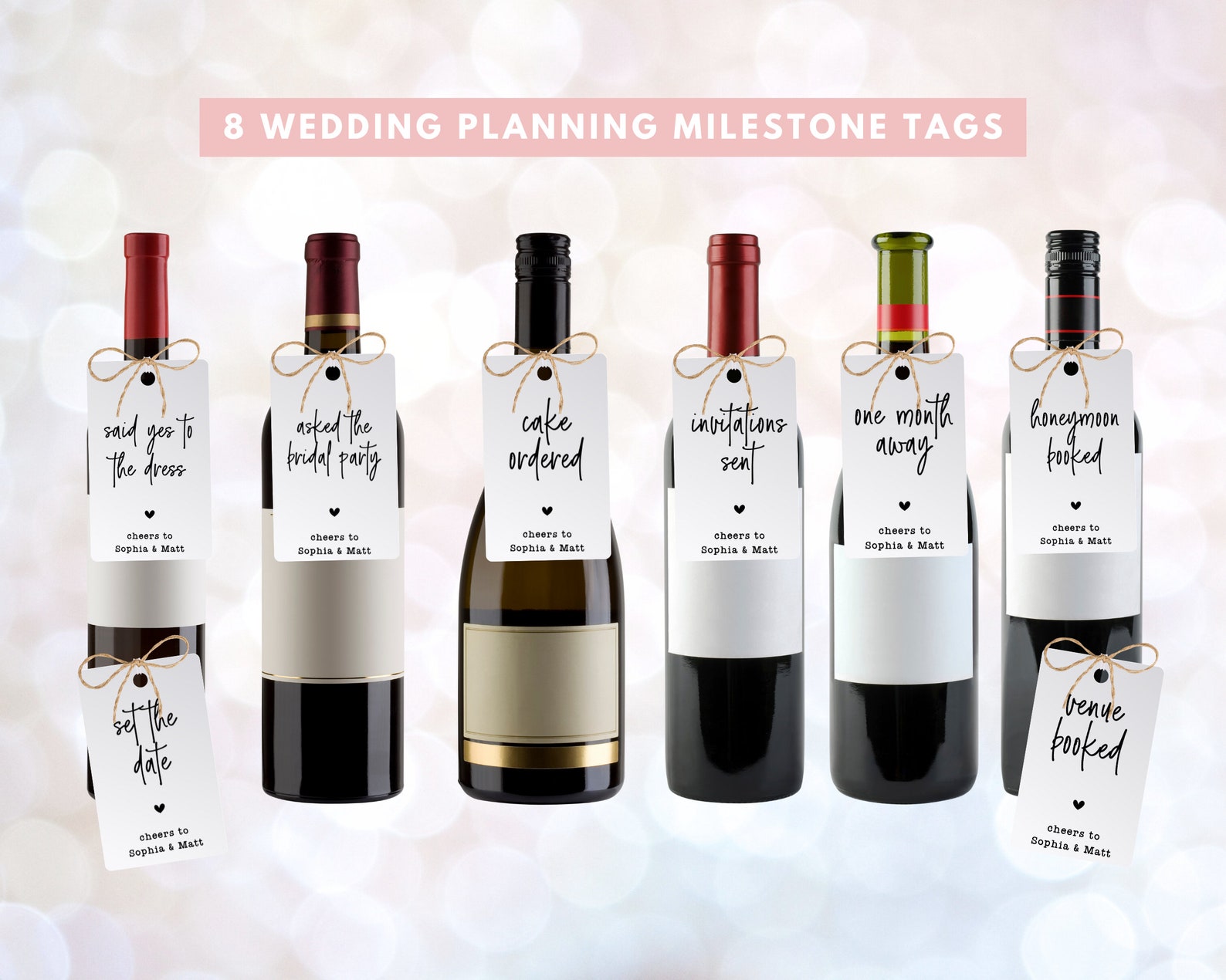 Printable Wine Bottle Tags - Wedding Planning - Editable - Wine Gift ...