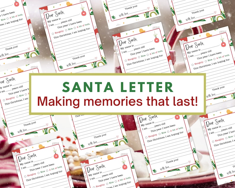 Printable Santa Letter - Template - Santa Wish List - Dear Santa Letter ...