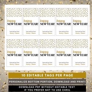 Happy New Year - Printable Gift Tags - Editable Tags - HNY - Bottle ...