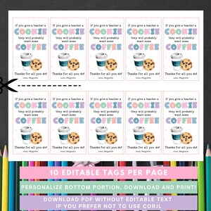 If You Give A Teacher A Cookie - Printable Gift Tags - Teacher ...