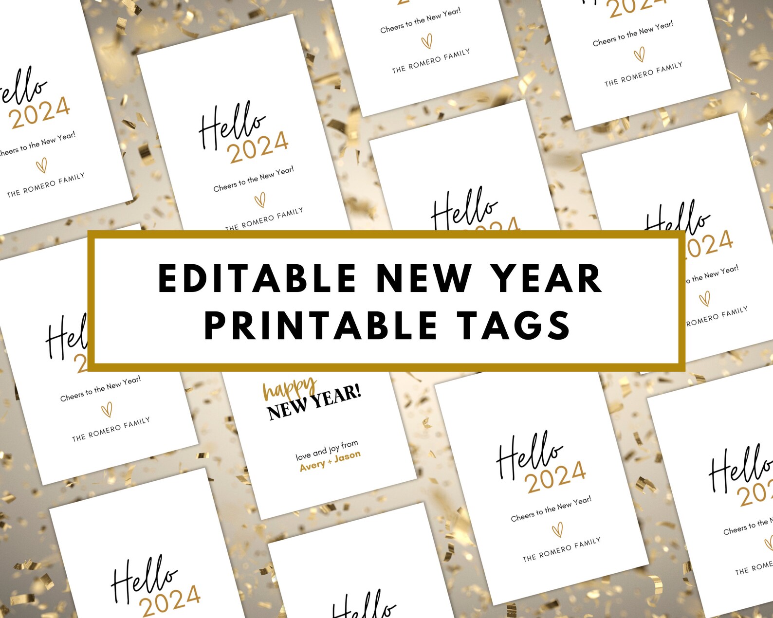 Hello 2024 Editable Gift Tags Printable Gift Tags Minimalist Happy New ...