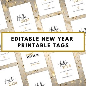 Hello 2024 Editable Gift Tags Printable Gift Tags Minimalist Happy New ...