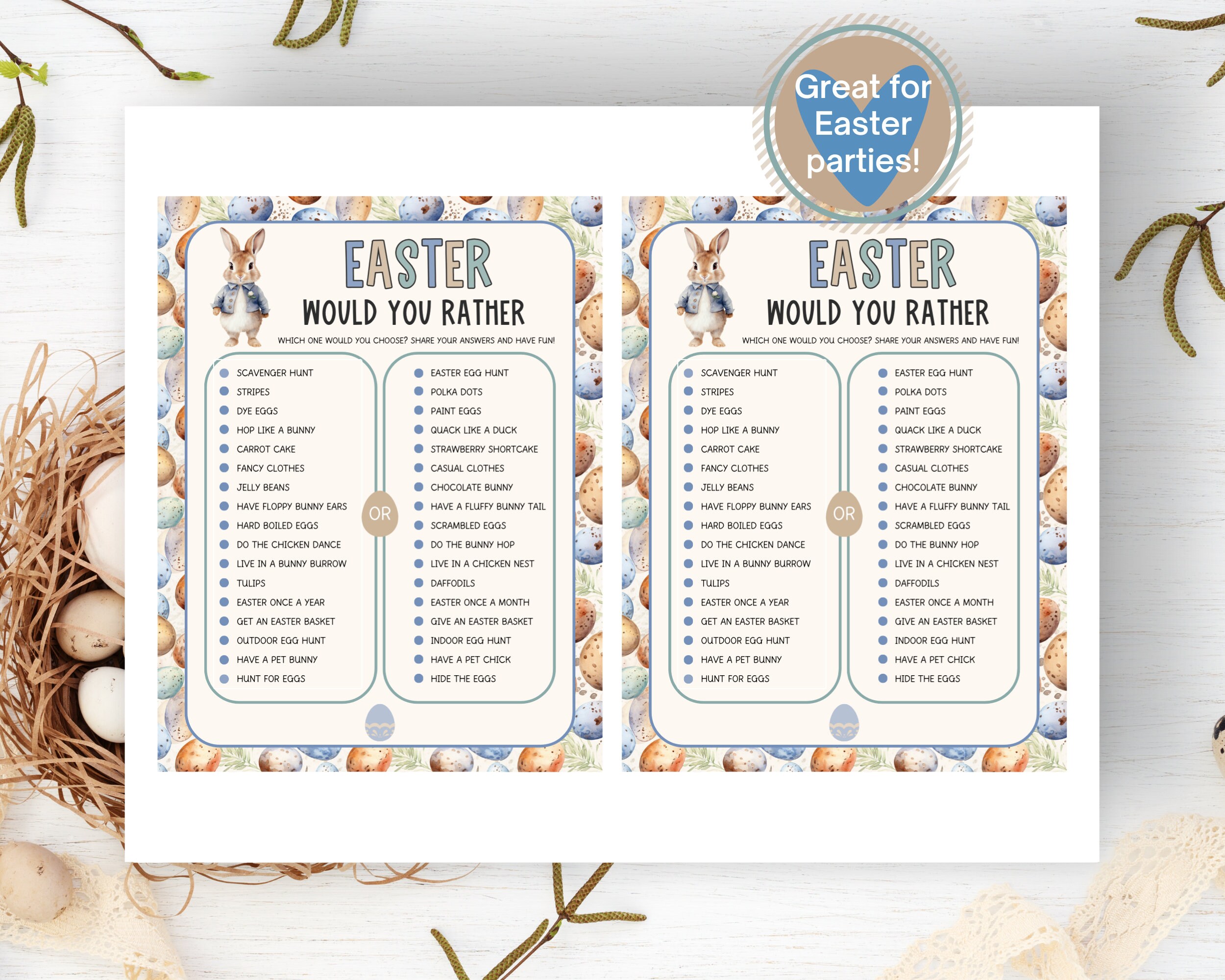 Would You Rather Game - Easter Games Printable - Kids Activity - Easter ...