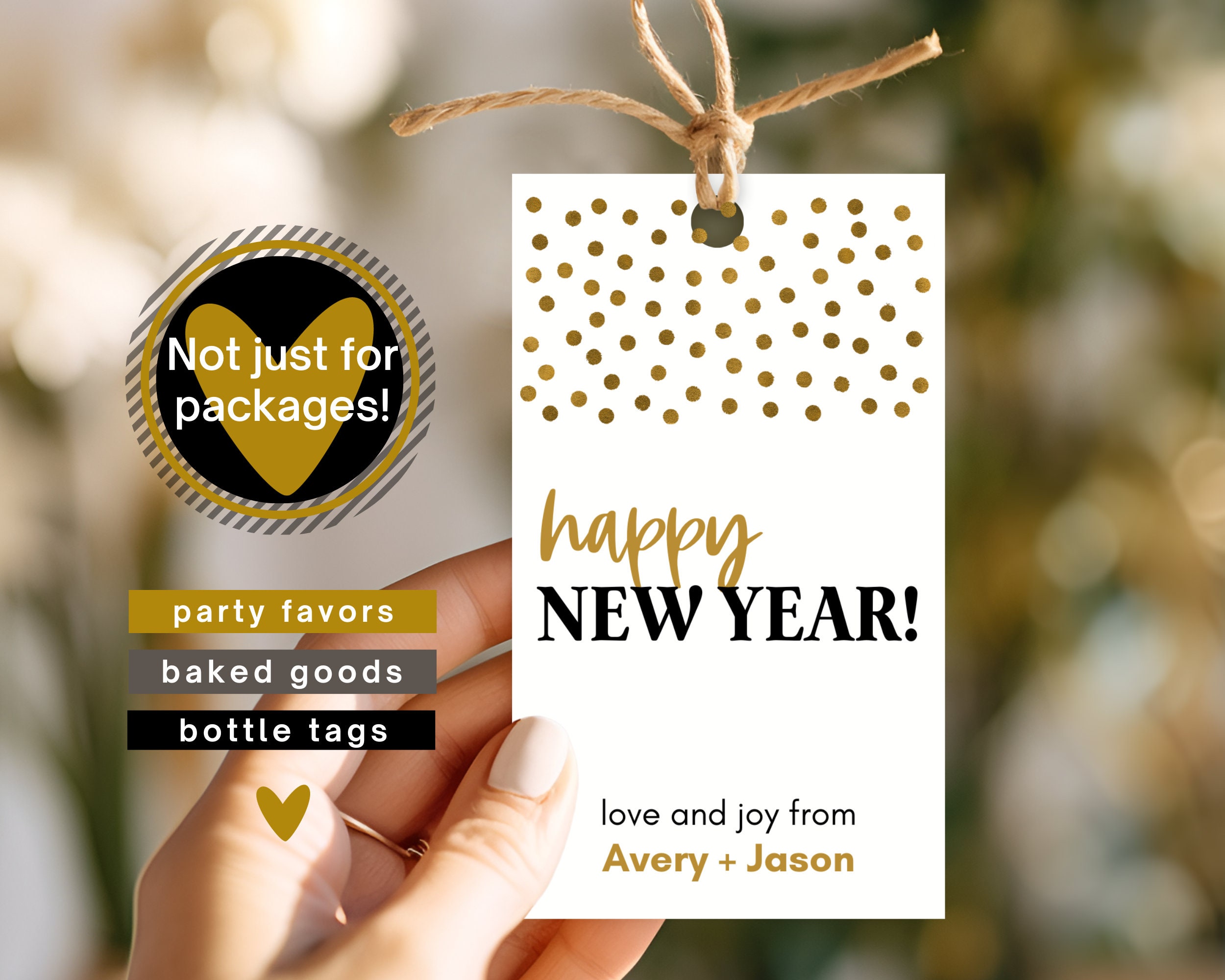 Happy New Year - Printable Gift Tags - Editable Tags - HNY - Bottle ...
