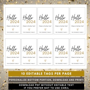 Hello 2024 Editable Gift Tags Printable Gift Tags Minimalist Happy New ...