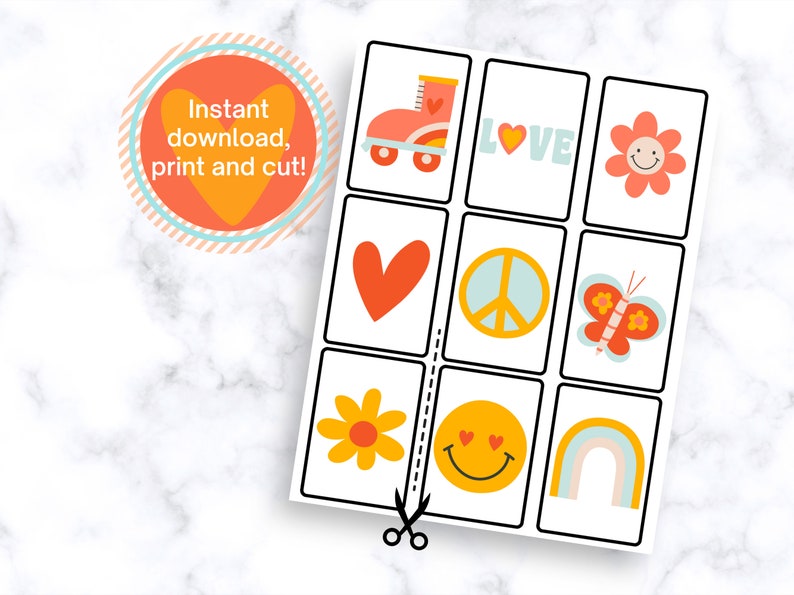 Retro - Printable - Memory Game Cards - Matching Game - Kids Activity ...