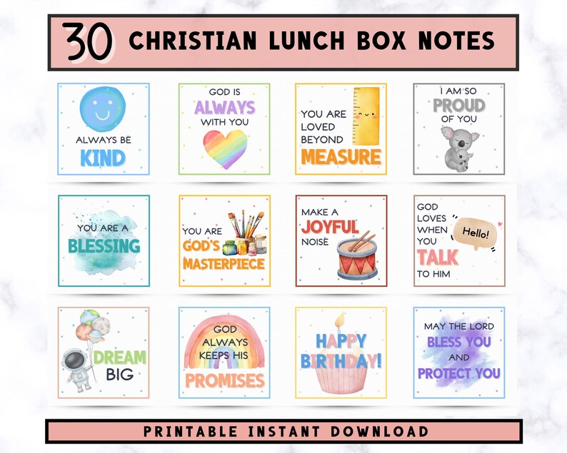 Christian Lunch Box Notes - Affirmation Cards - Back to School ...