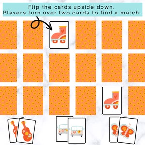 Retro - Printable - Memory Game Cards - Matching Game - Kids Activity ...