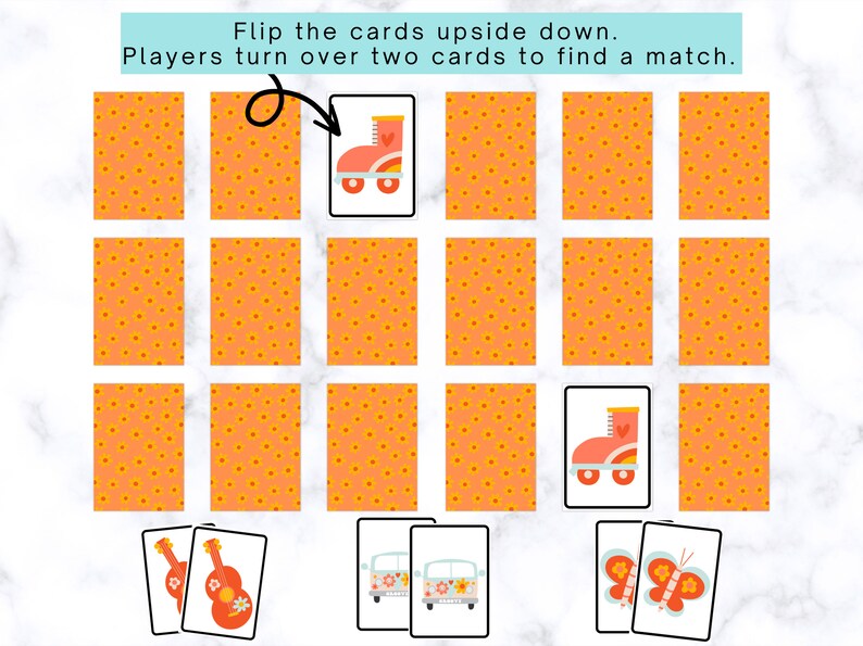 Retro - Printable - Memory Game Cards - Matching Game - Kids Activity ...
