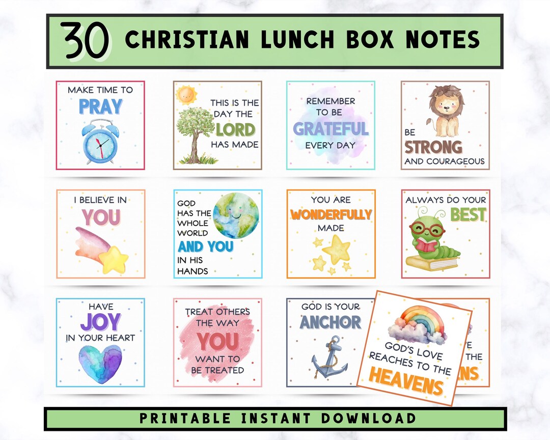Christian Lunch Box Notes - Affirmation Cards - Back to School ...