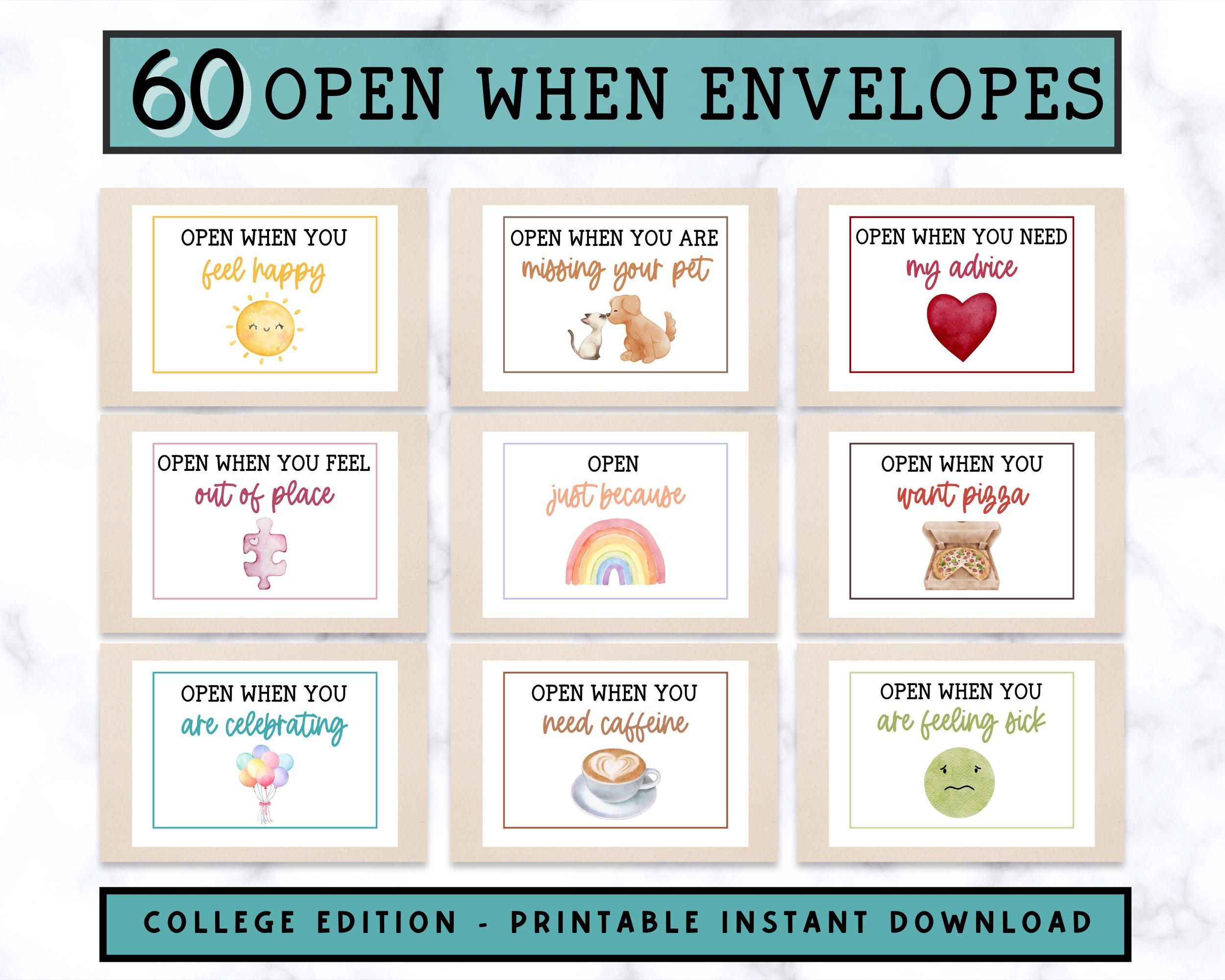Open When Envelopes Open When College Printable Template College Care ...