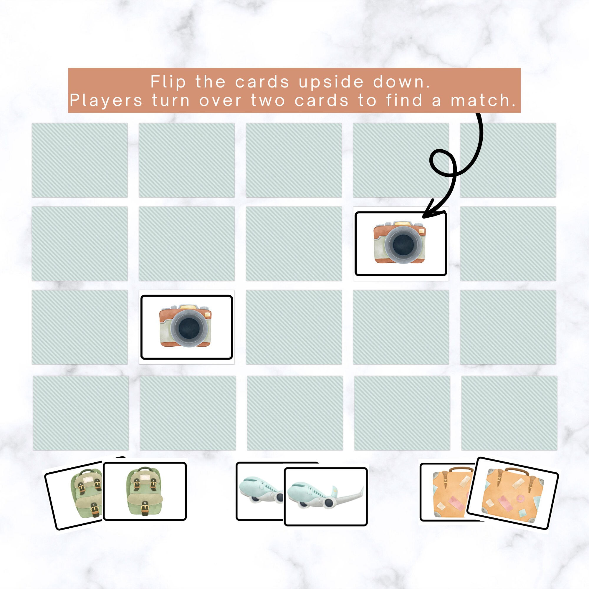 Printable - Memory Game - Travel Game - Card Game - Travel Theme ...