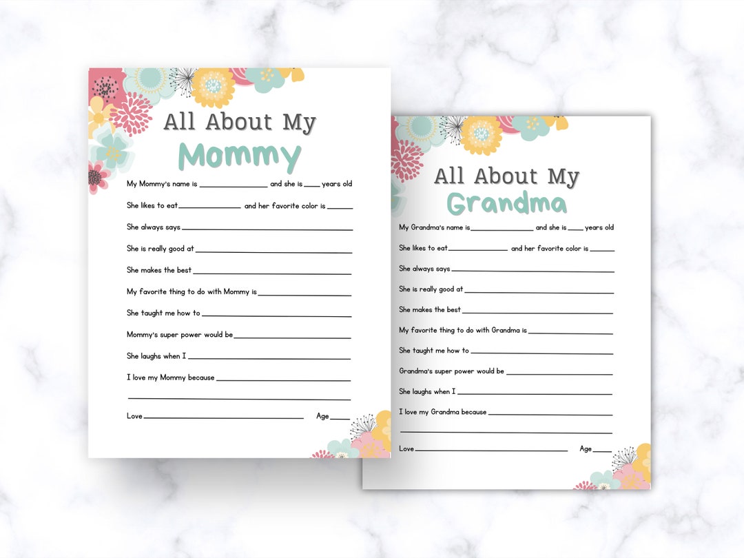 All About My Mom - Grandma Printable - Mothers Day Activity ...
