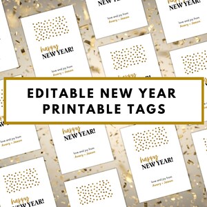 Happy New Year - Printable Gift Tags - Editable Tags - HNY - Bottle ...