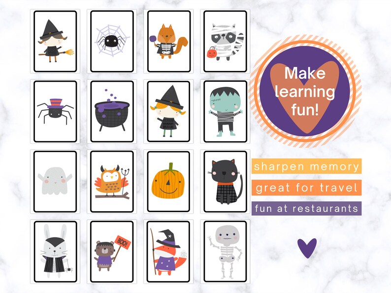 Memory Game for Kids - Halloween Printable - Kids Activity - Gift for ...