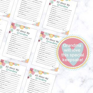 All About My Grandma - Printable - Personalized Gift - Funny Gift for ...