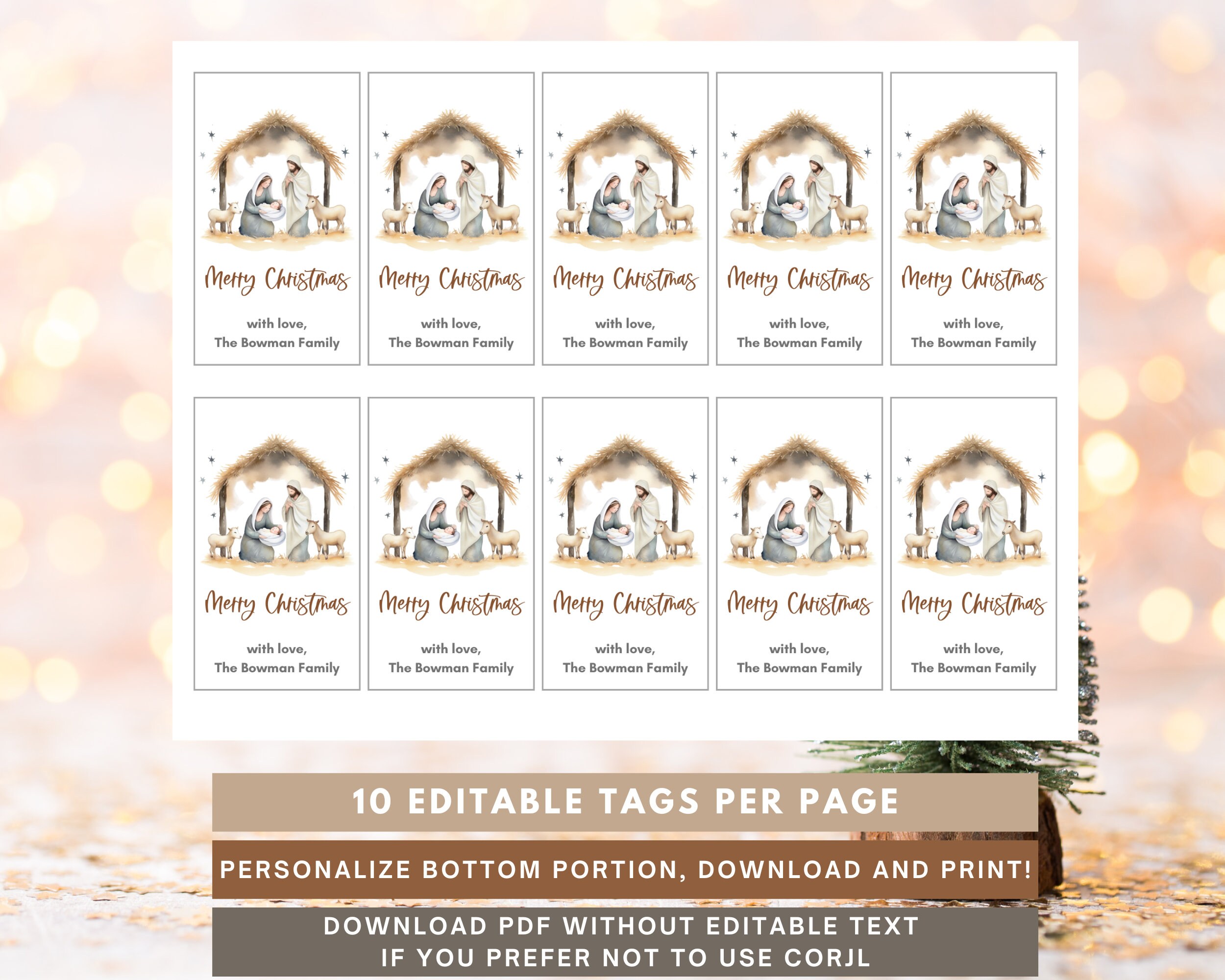 Christmas Gift Tags Printable - Nativity Scene - Merry Christmas ...