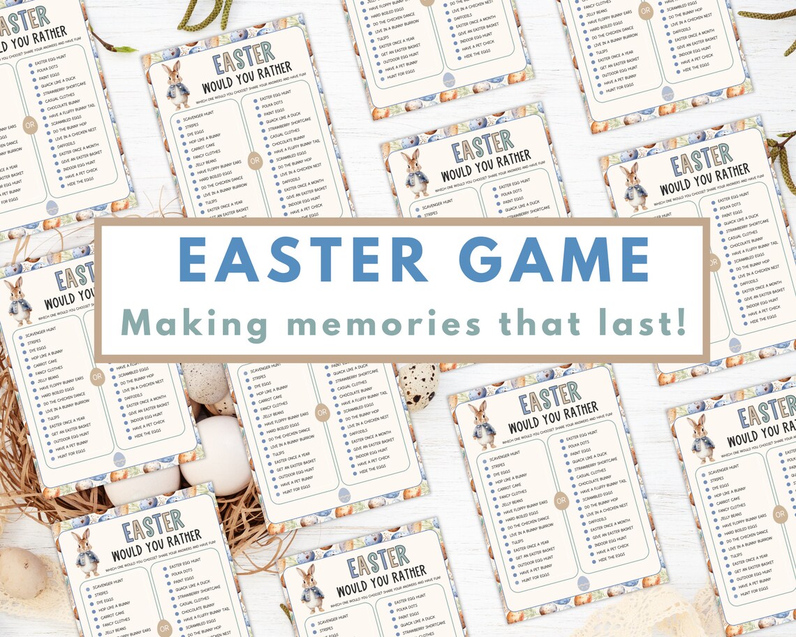 Would You Rather Game - Easter Games Printable - Kids Activity - Easter ...