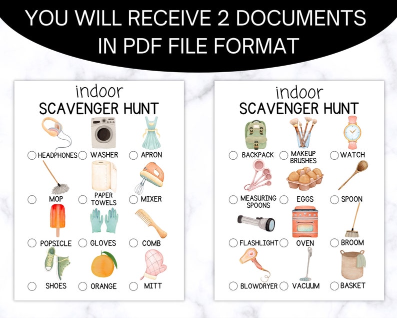 Indoor Scavenger Hunt Printable Instant Download Games - Etsy