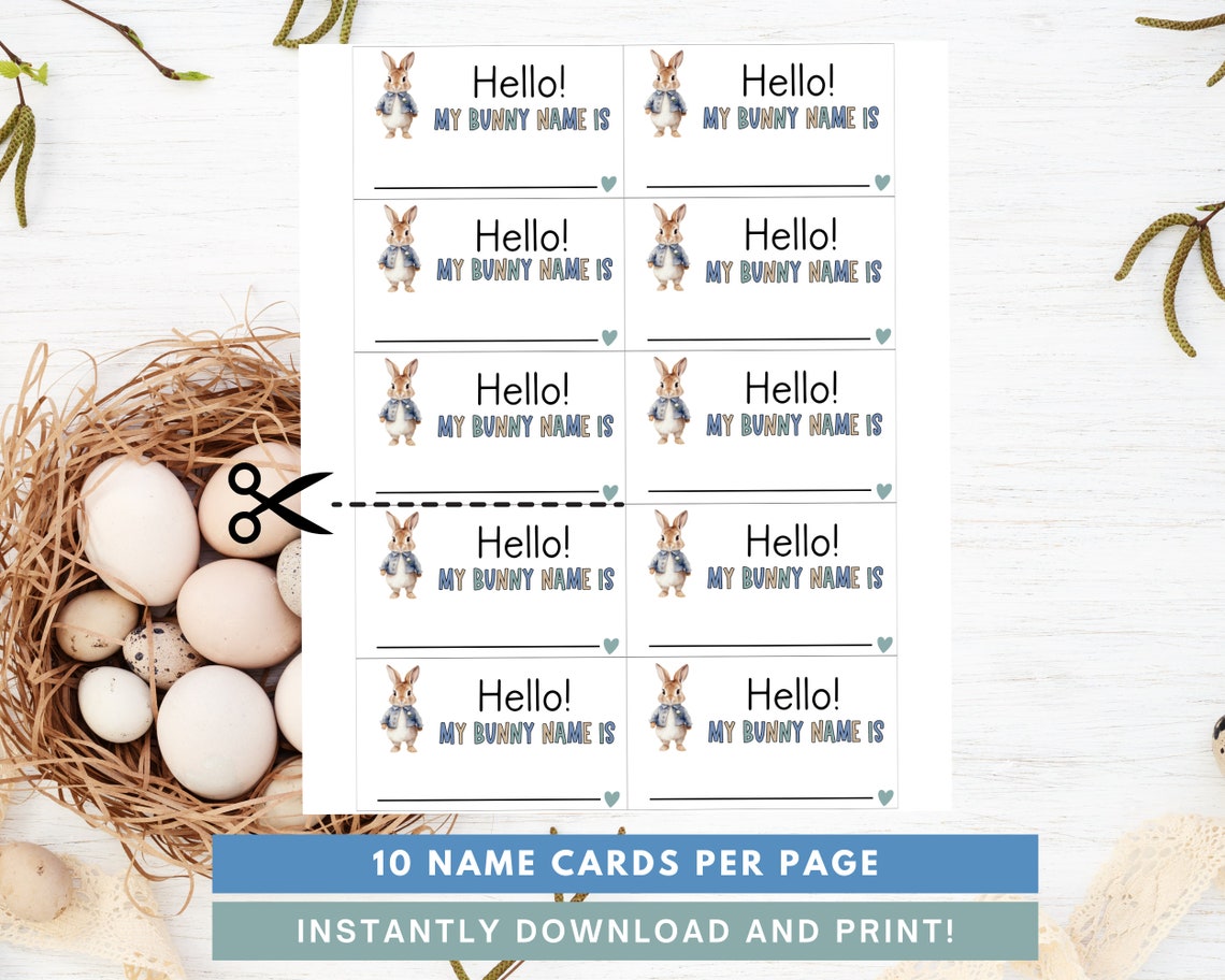 Easter Printable - Bunny Name - Family Gathering - Kids Activity ...