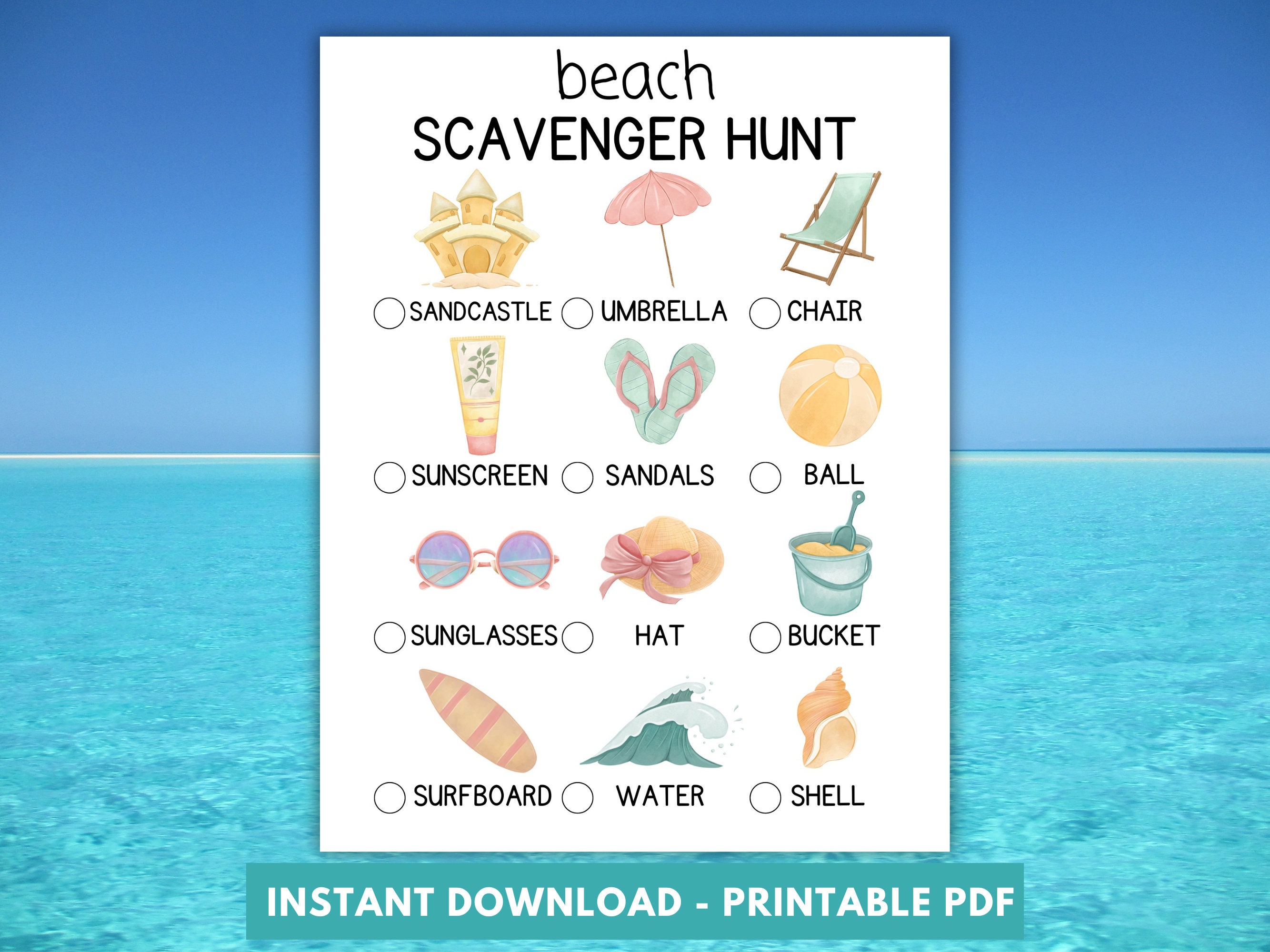 Beach Scavenger Hunt - Printable Games for Kids - Preschool Printables ...