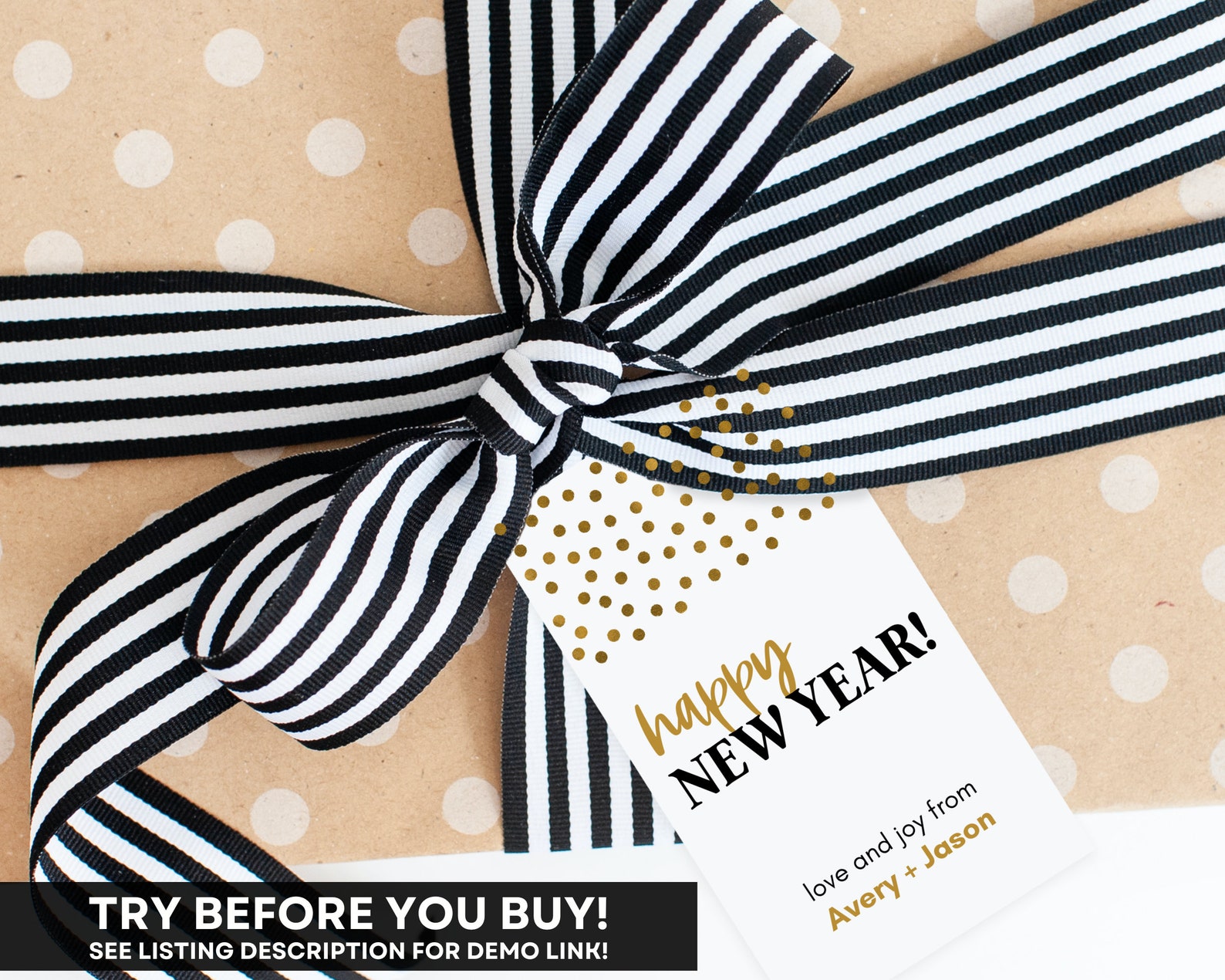 Happy New Year - Printable Gift Tags - Editable Tags - HNY - Bottle ...