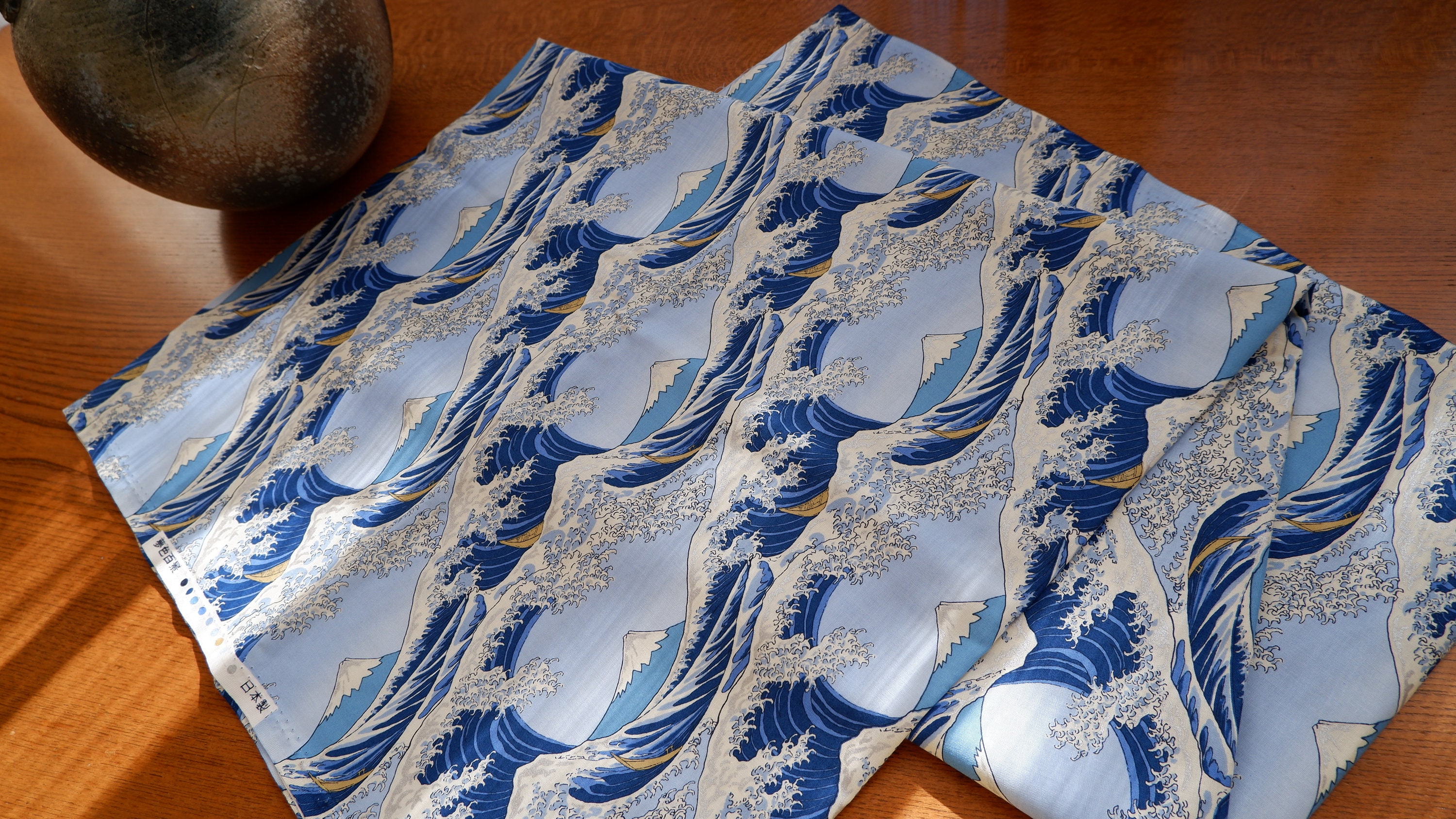 Japanese Fabric Mt. Fuji and Wave 100% Cotton Made in Japan - Etsy UK