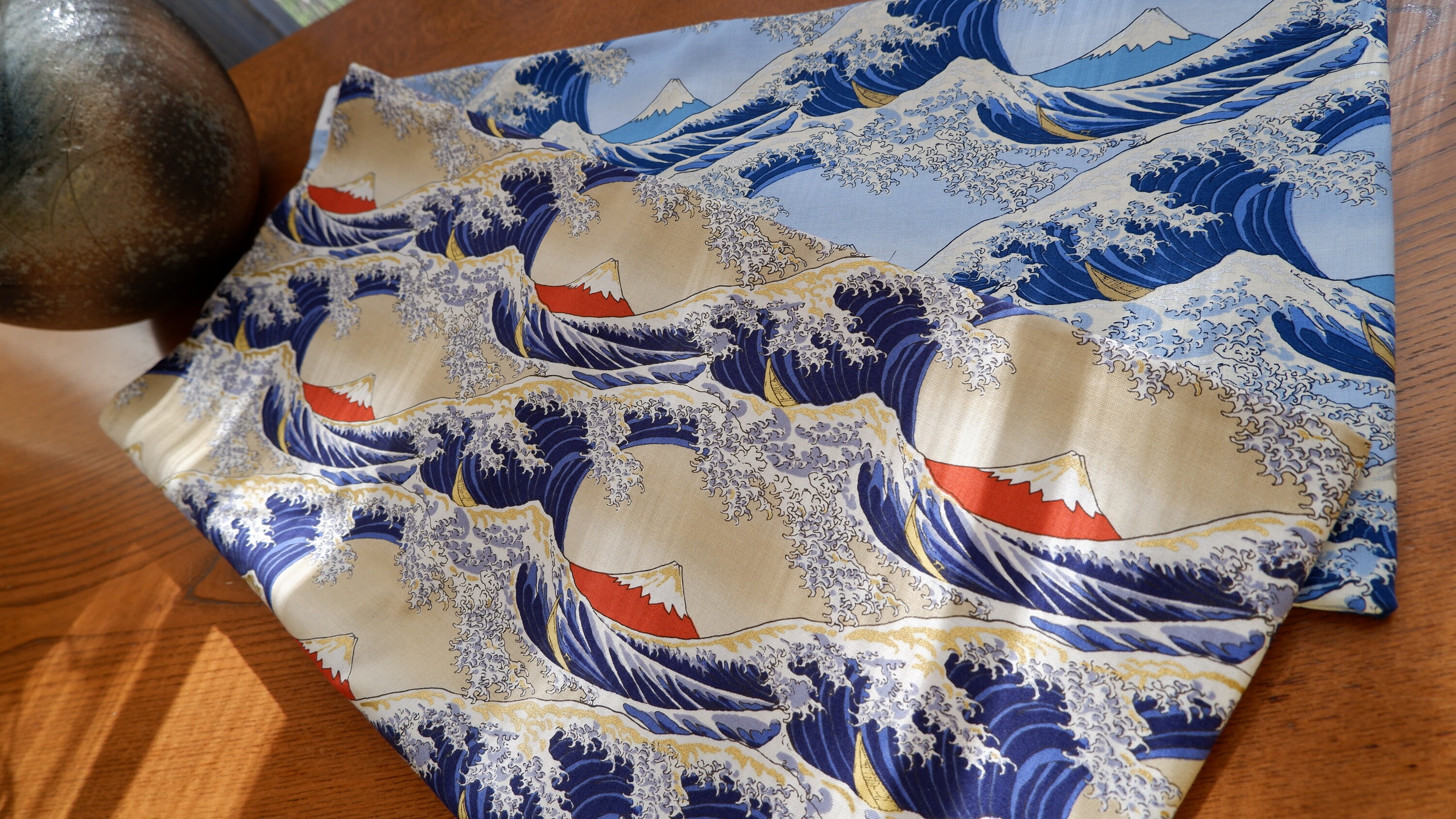 Japanese Fabric Mt. Fuji and Wave 100% Cotton Made in Japan - Etsy UK