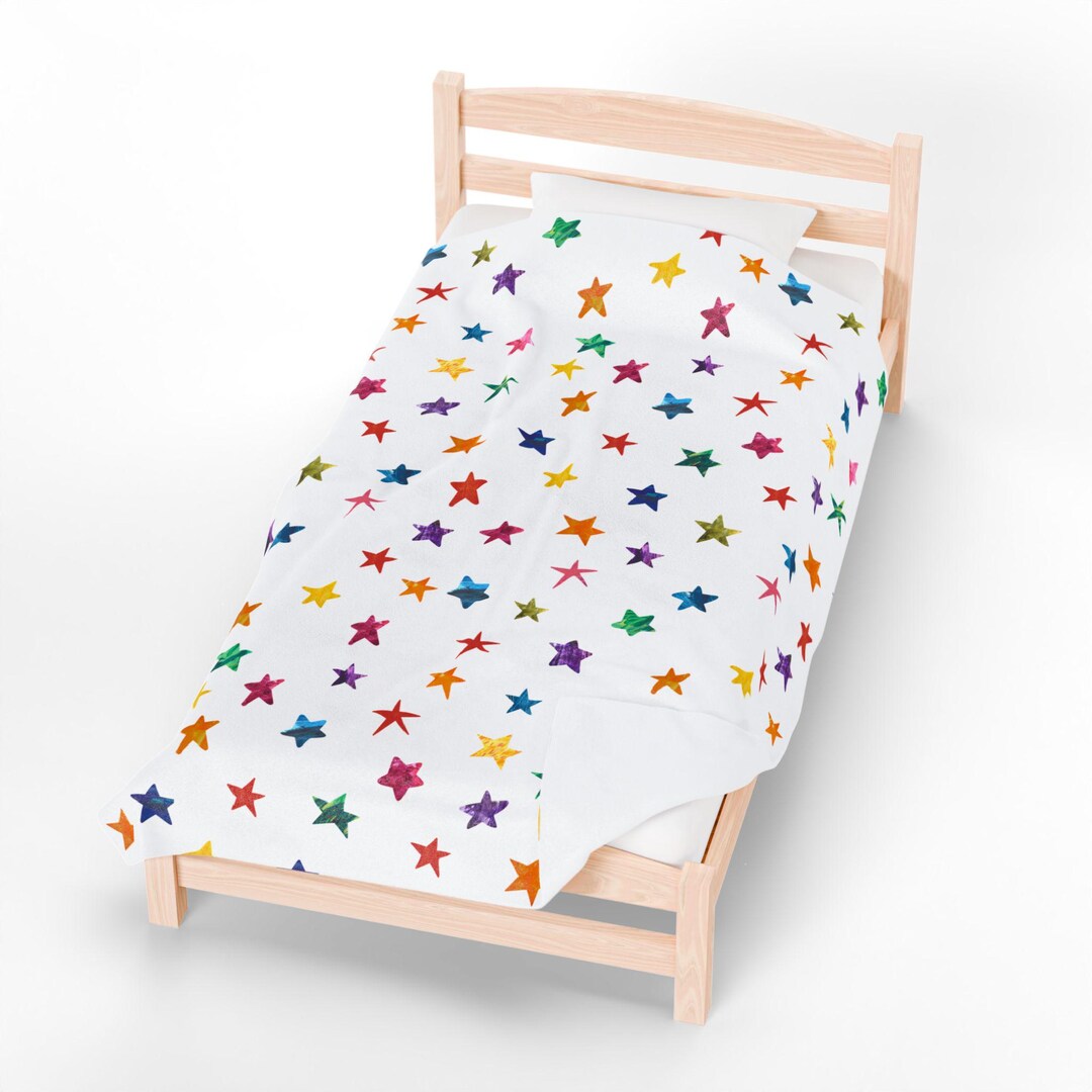 Eric Carle Inspired Multicolor Star Pattern Velveteen Plush Blanket ...