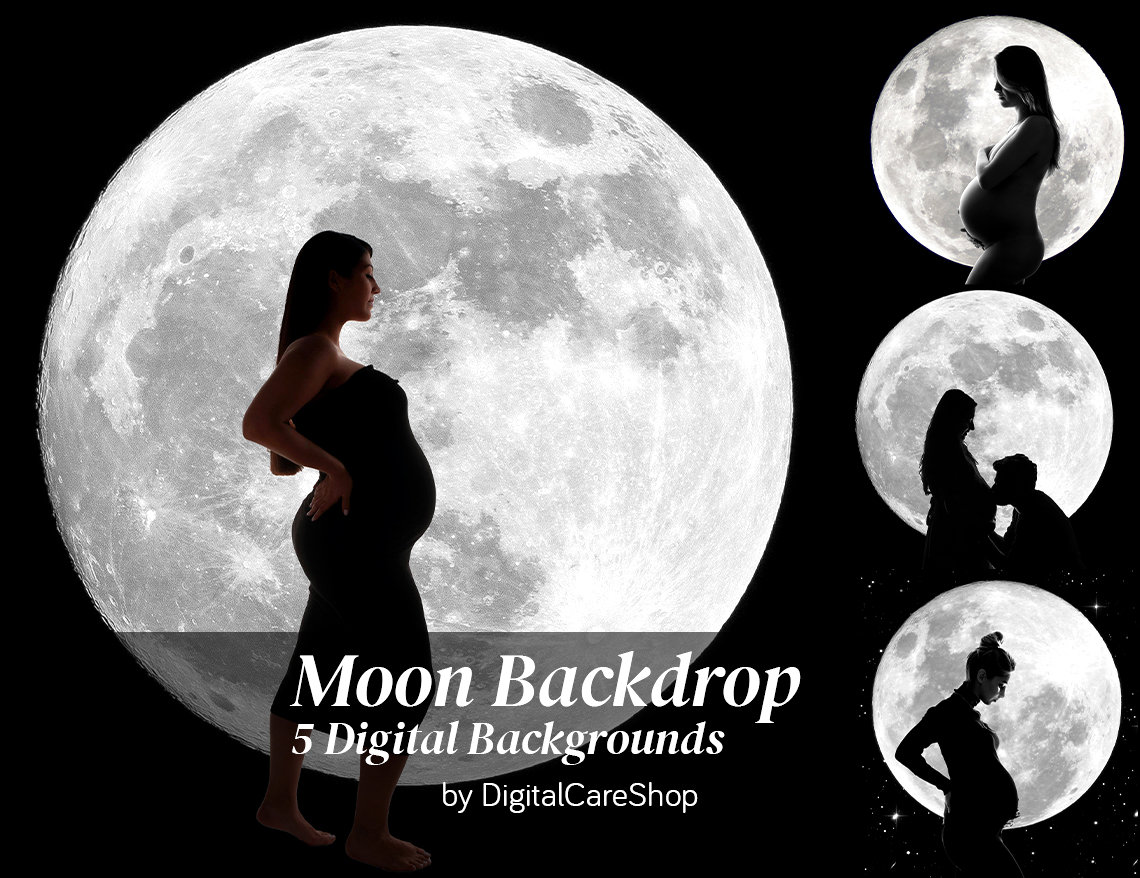 5 JPG Moon Backdrop Set Digital Backdrops Maternity Backgrounds for ...