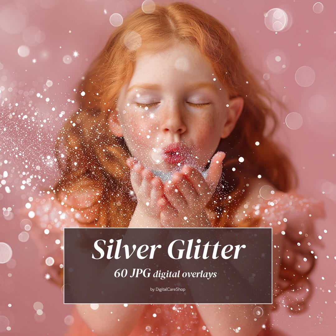 60 Silver Glitter Overlays Blowing Glitter Photoshop Overlays Bokeh ...