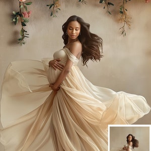 24 FLORAL BACKDROPS Maternity Background Digital Flowers Wall Overlay ...