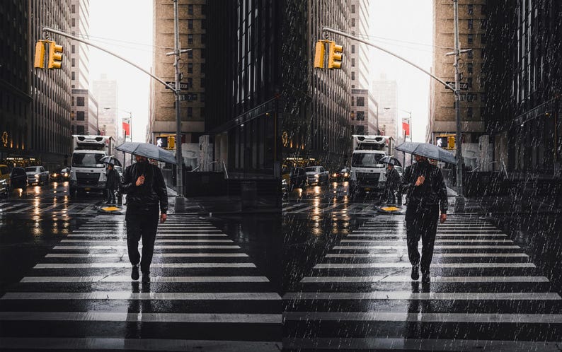 100 REALISTIC RAIN Digital Overlays Falling Rain Textures for Photoshop ...