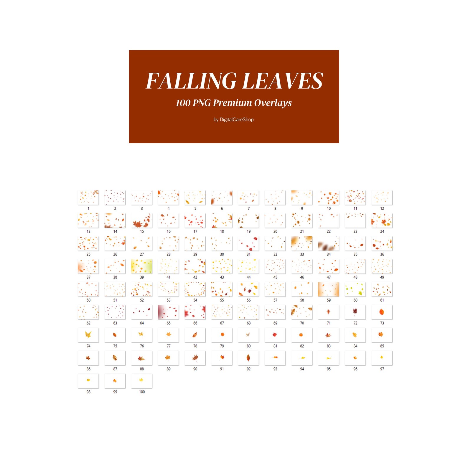 100 Falling Autumn Leaves Overlays Blowing Leaves Autumn Digital ...