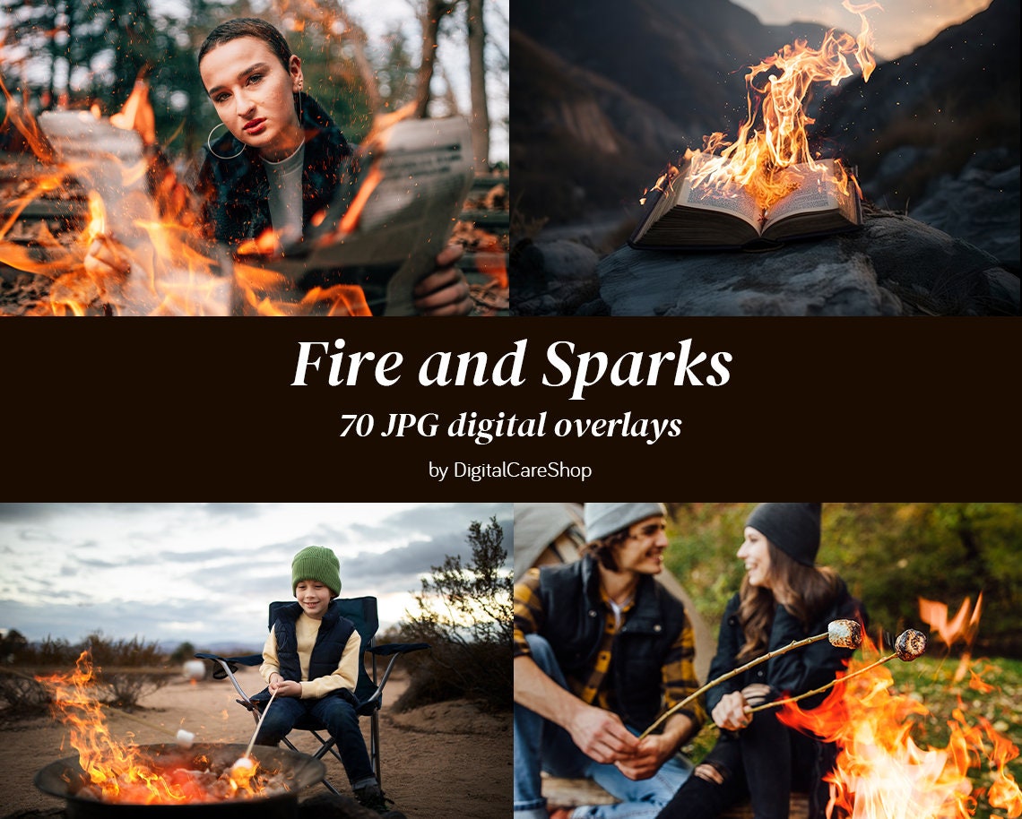 70 Fire Overlays for Photoshop Fire Effect Flame Overlays Realistic ...