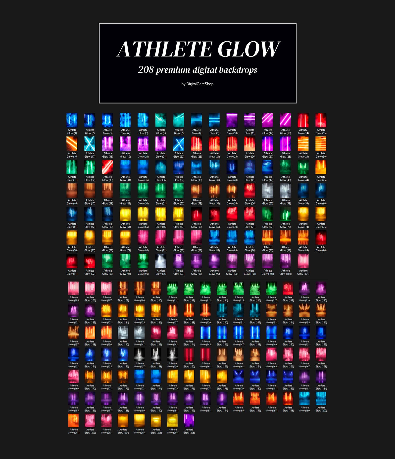 208 ATHLET GLOW Background Sports Neon Light Backdrops Digital Stadium ...