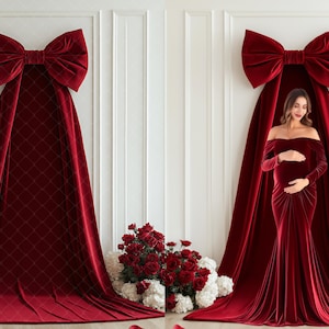82 Giant Bow Backdrops Red Bow Backdrop Ribbon Overlay Maternity ...