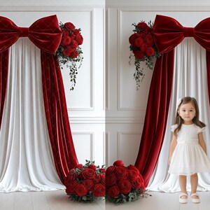 82 Giant Bow Backdrops Red Bow Backdrop Ribbon Overlay Maternity ...