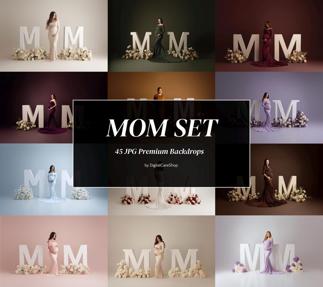 45 Mom Set Digital Backdrops Floral Maternity Backdrop for Photoshop ...