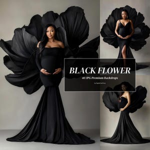 40 Black Flower Maternity Backdrops Digital Backgrounds Petal Studio ...