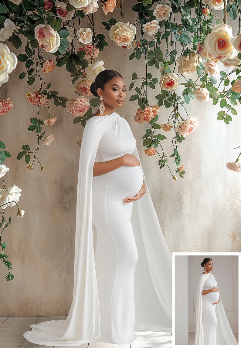 24 FLORAL BACKDROPS Maternity Background Digital Flowers Wall Overlay ...