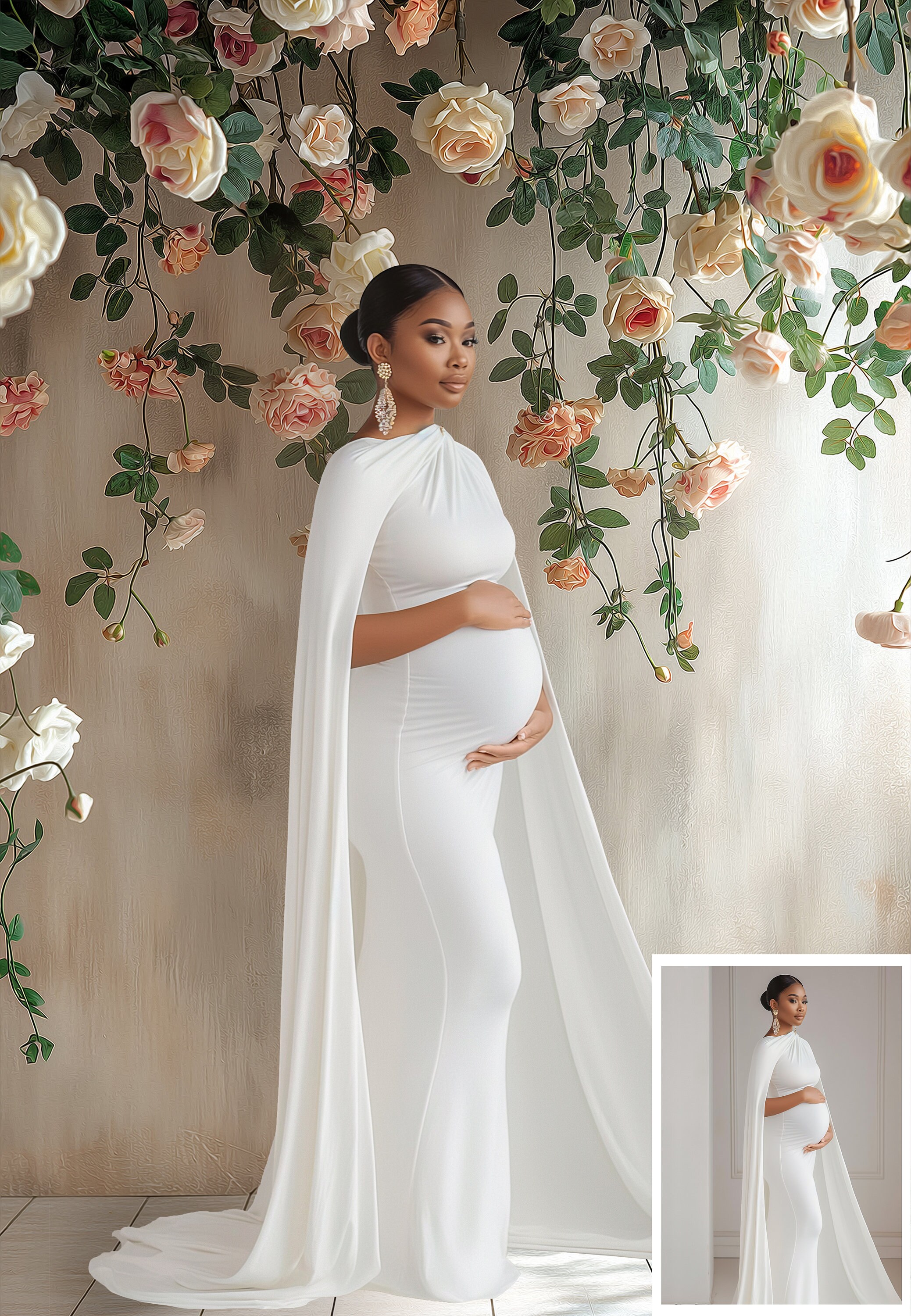 24 FLORAL BACKDROPS Maternity Background Digital Flowers Wall Overlay ...