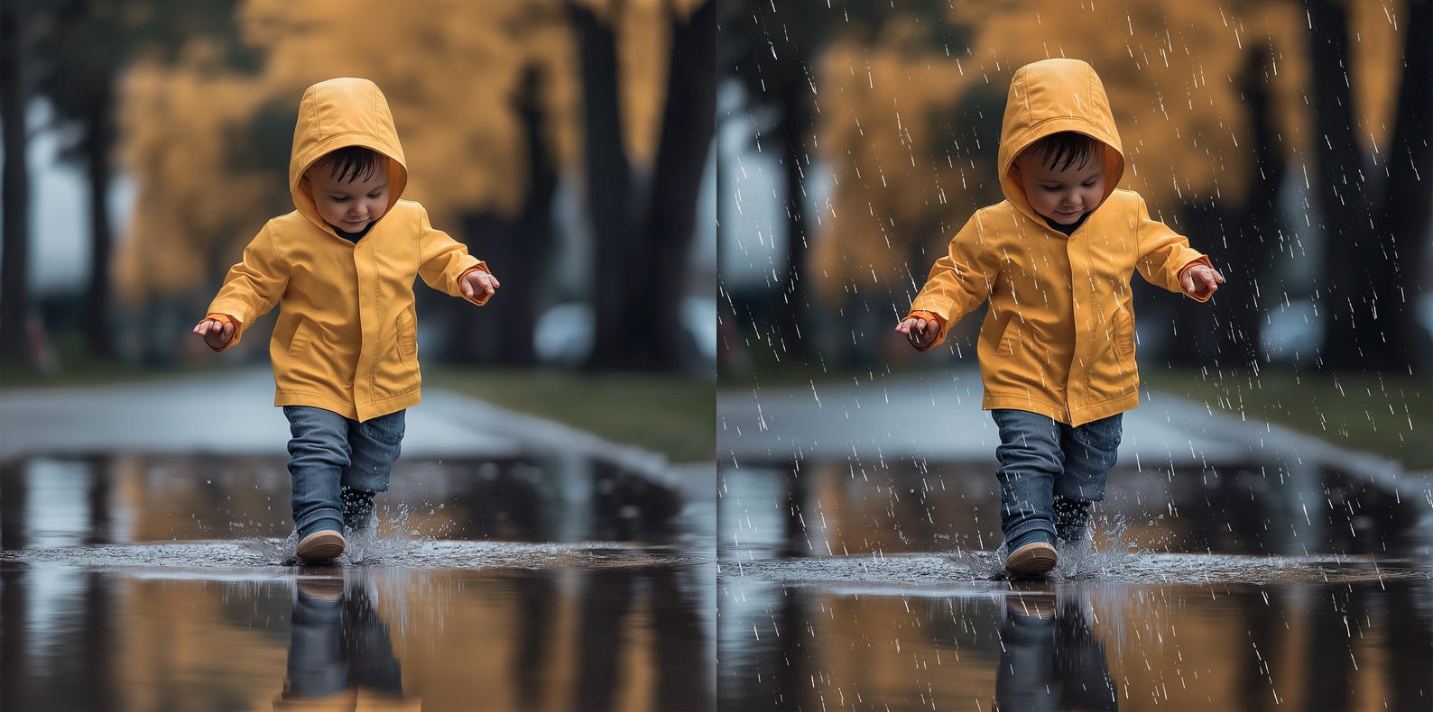 100 REALISTIC RAIN Digital Overlays Falling Rain Textures for Photoshop ...