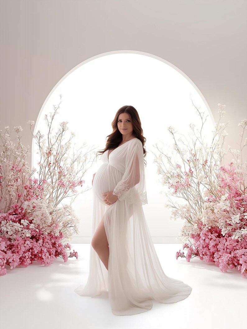 40 White Floral Arches Set Digital Backdrops Backlight Maternity ...