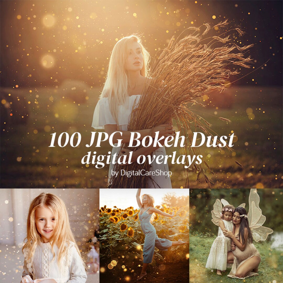 100 Gold Bokeh Overlays Blowing Gold Glitter Dust Photoshop Overlay ...