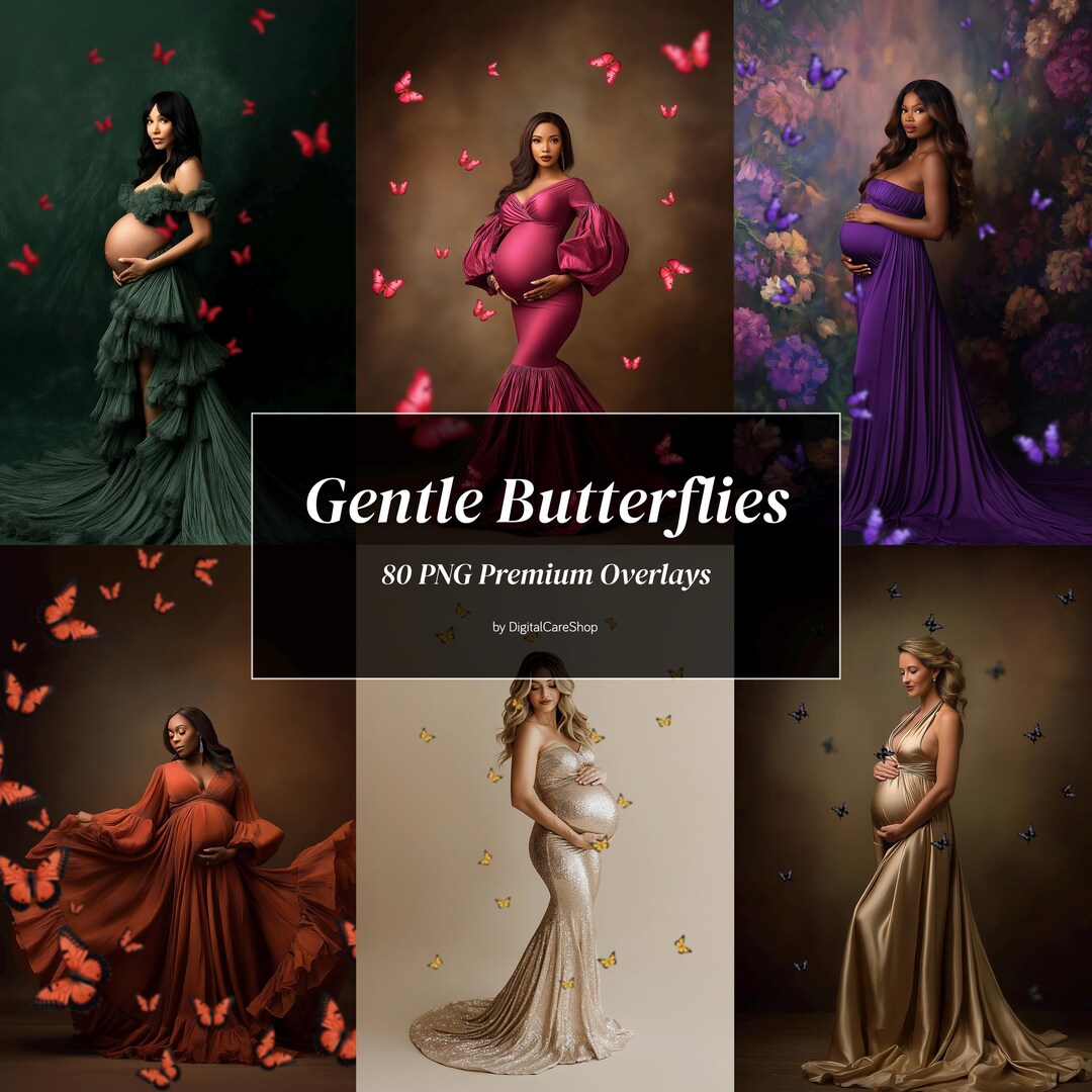 80 Butterfly Digital Overlays Maternity Photo Overlay Butterflies ...
