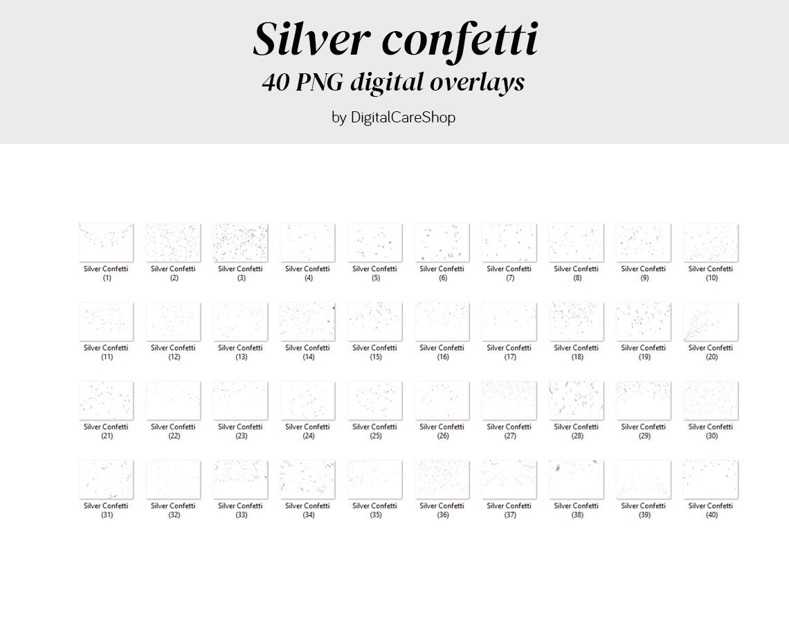 40 Gold and Silver Confetti Overlays Realistic Blowing Confetti for ...