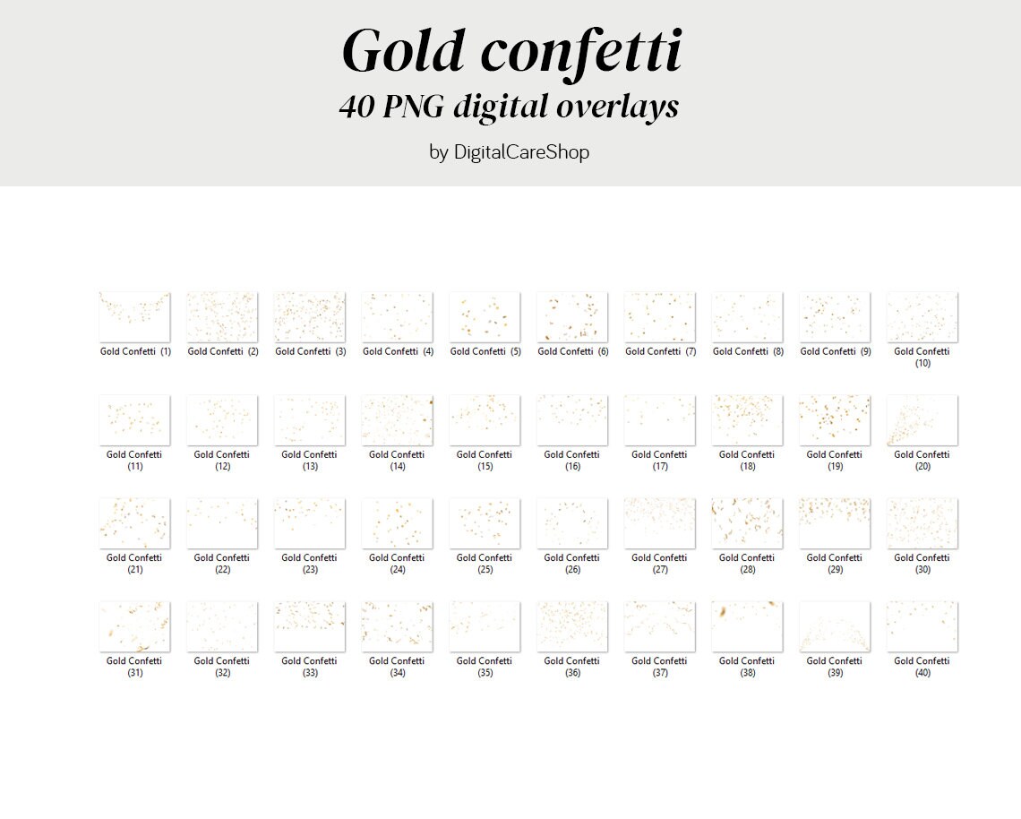 40 Gold and Silver Confetti Overlays Realistic Blowing Confetti for ...